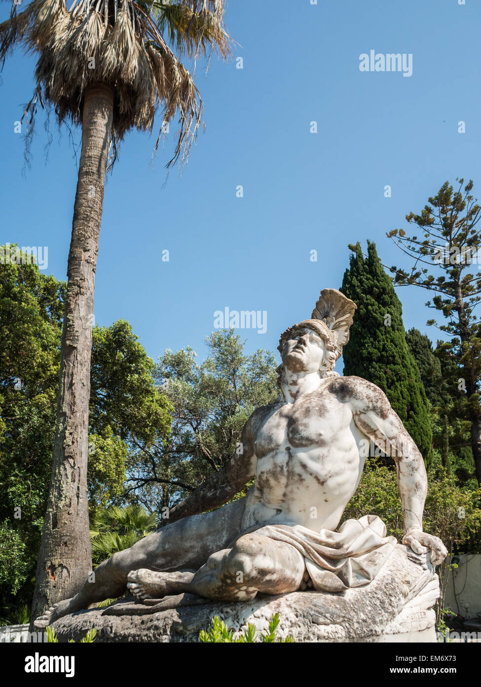 Dying Achilles statue in the Achillion Palace garden Stock Photo - Alamy