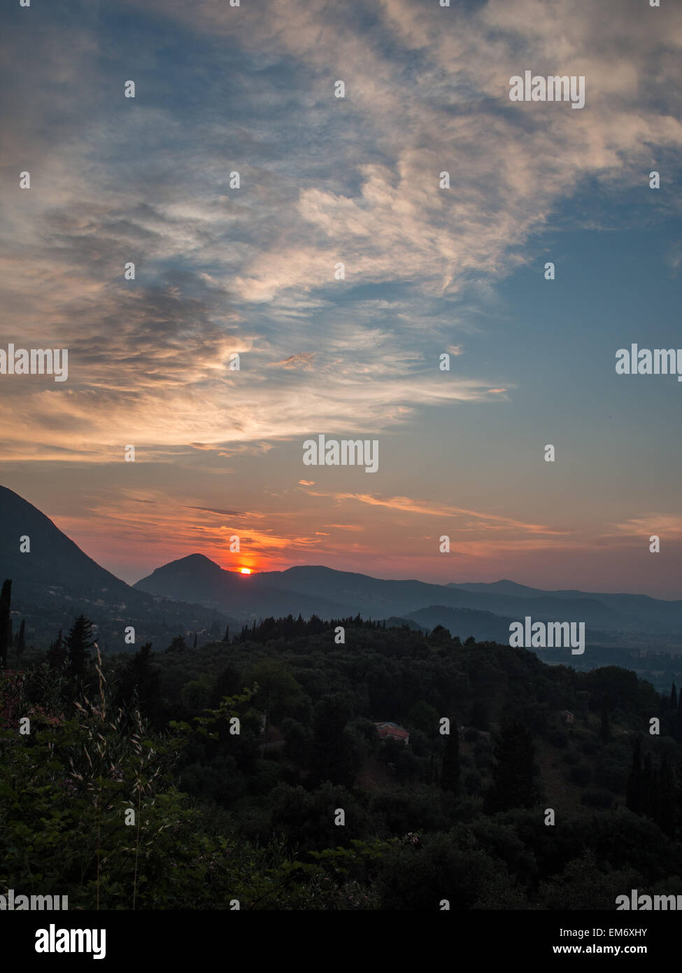 Sunset over island corfu hi-res stock photography and images - Alamy