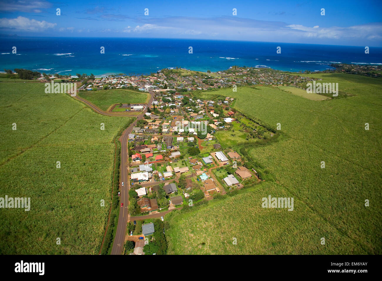 USA, Hawaii, Maui, Aerial view of old plantation town on Maui's north ...