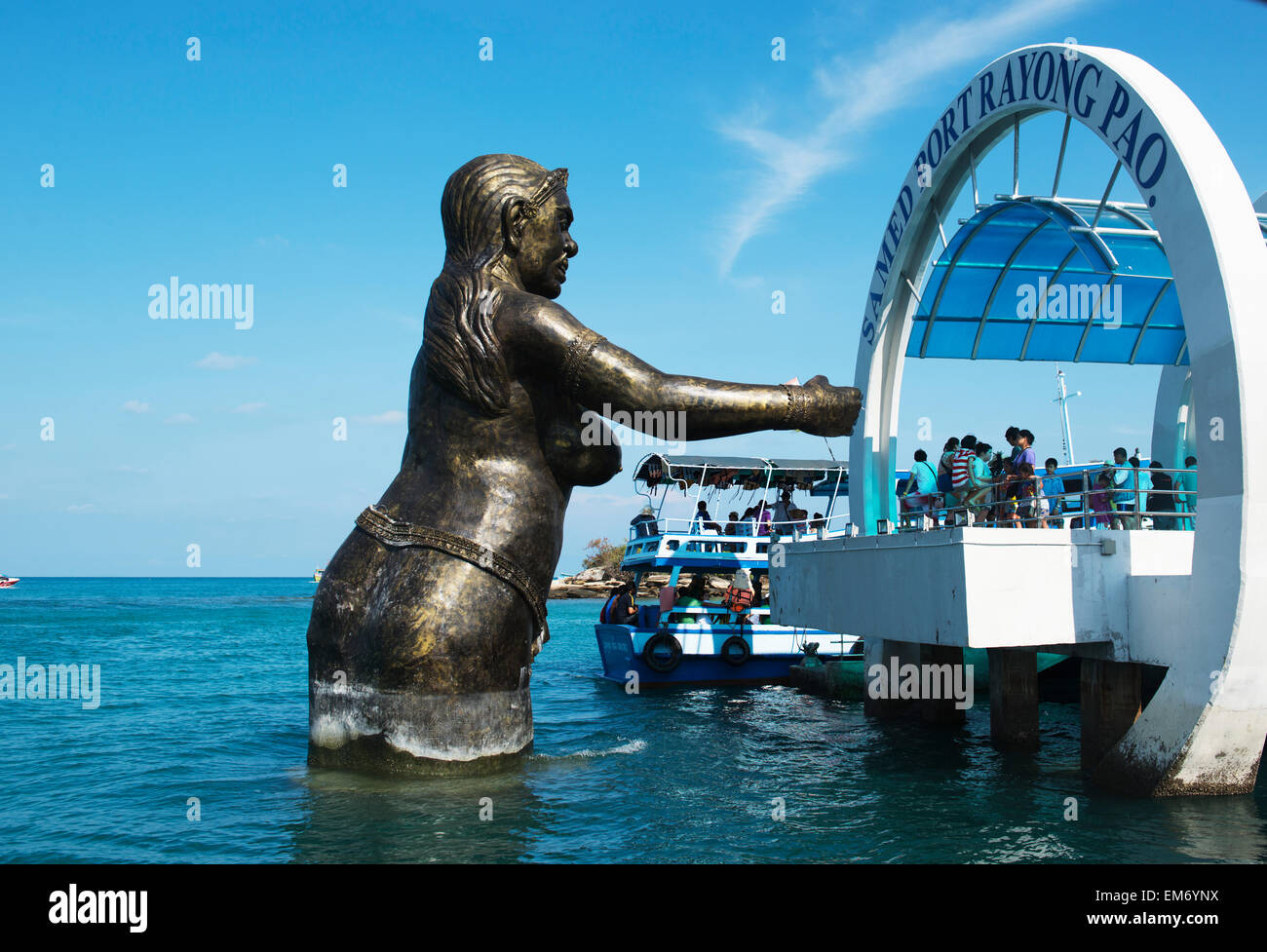 Statue at jetty; Koh Samet Island, Thailand Stock Photo - Alamy