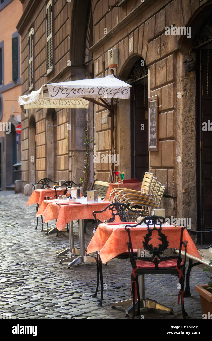 Street with cafe; Rome, Italy Stock Photo - Alamy