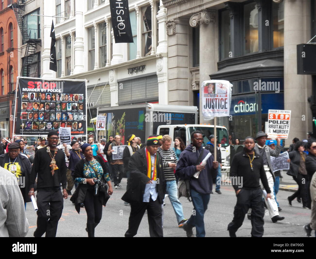 New York, Unites States. 14th Apr, 2015. Hundreds of demonstrators ...