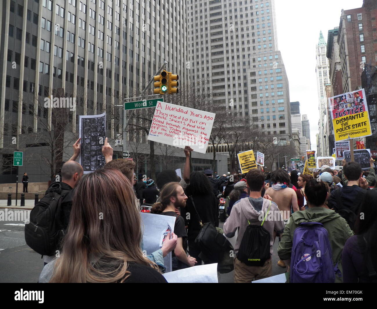 New York, Unites States. 14th Apr, 2015. Hundreds of demonstrators ...
