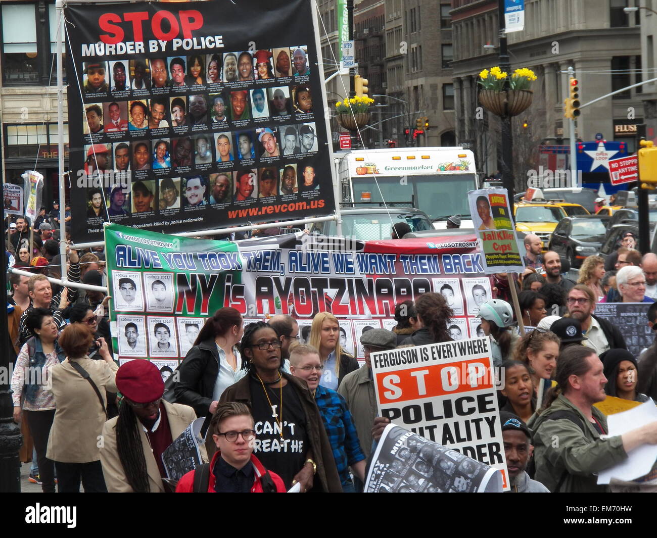 New York, Unites States. 14th Apr, 2015. Hundreds of demonstrators ...