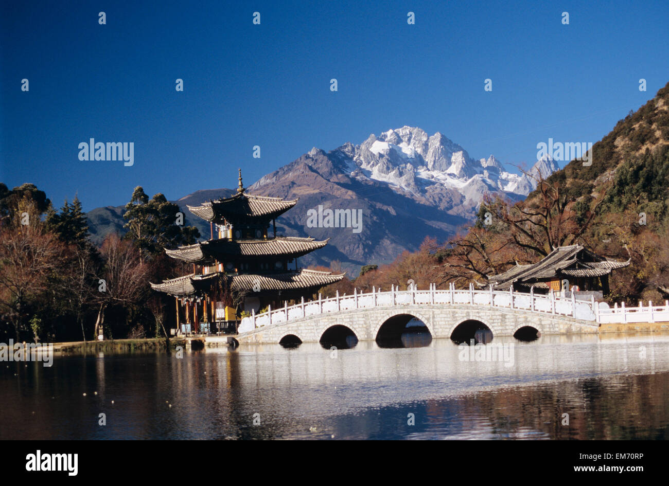 China, Black Dragon Pool Park with Five Phoenix Pavilion; Lijiang Stock ...
