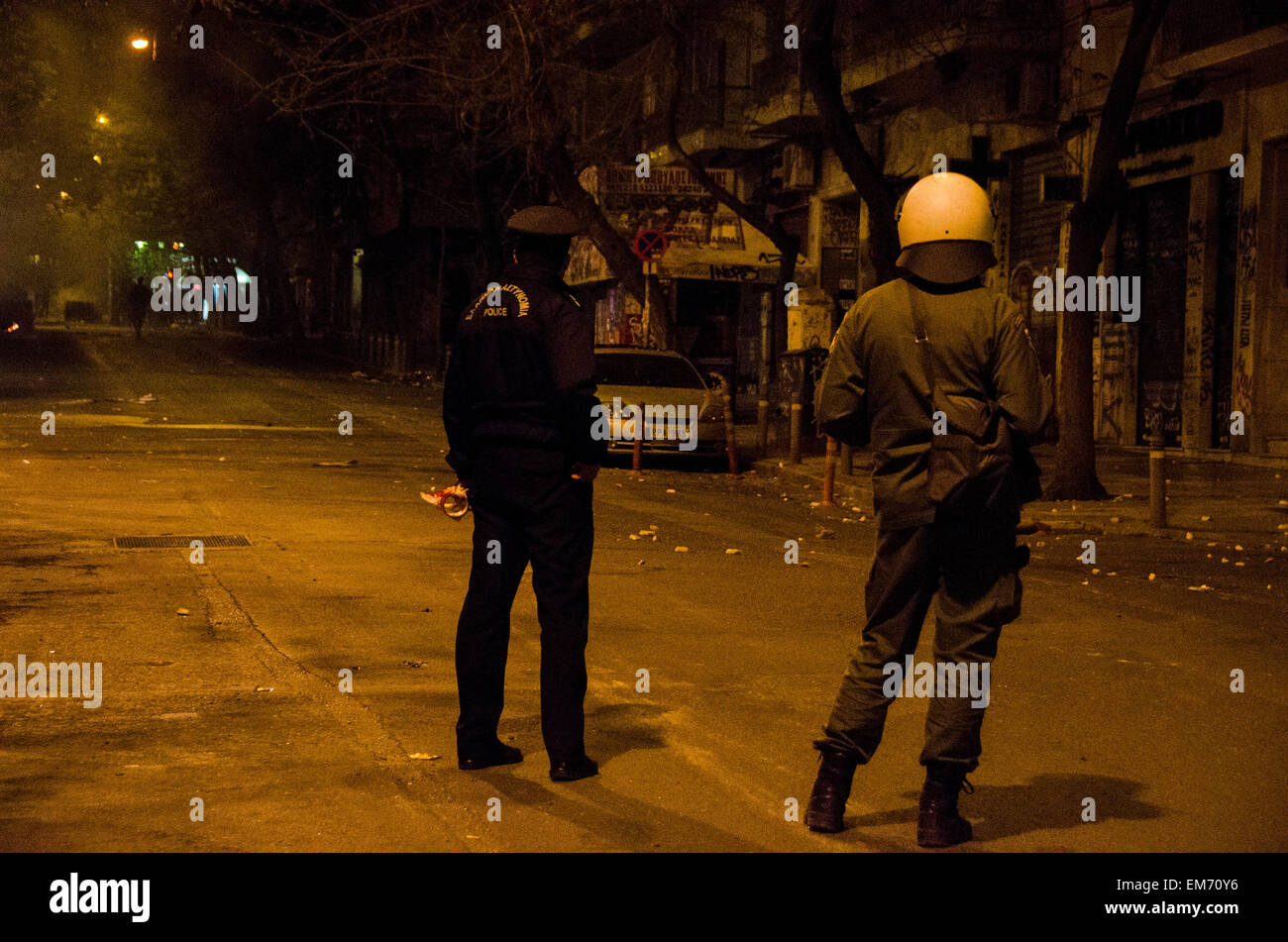 Scuffles between demonstrators and riot police in the Exarheia region ...