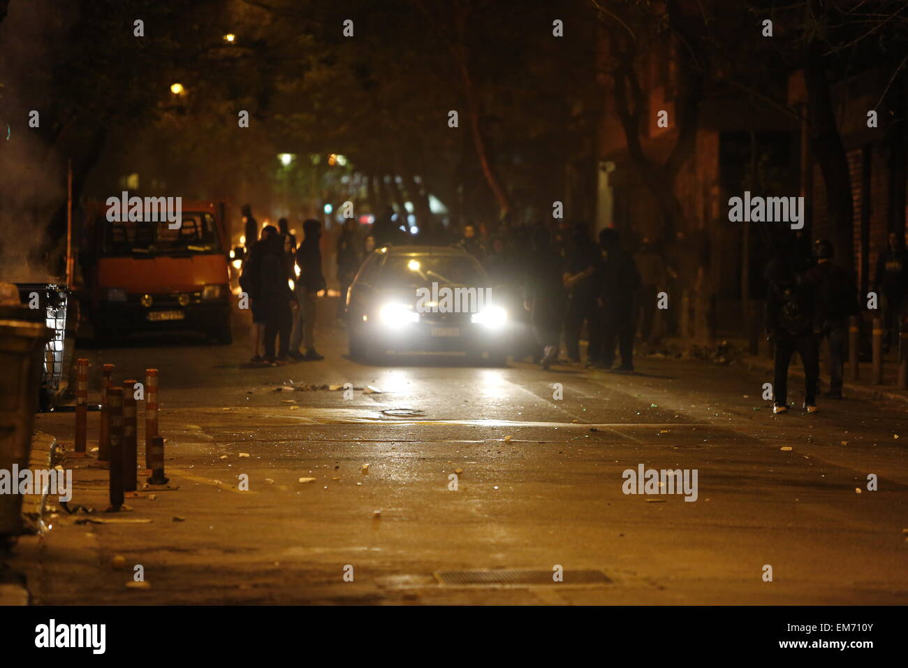 Athens, Greece. 16th Apr, 2015. A car passes through the rows of the ...