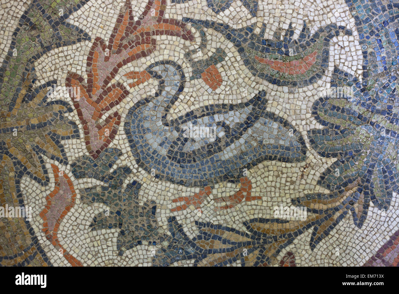 Roman polychrome mosaic representing a goose Stock Photo - Alamy
