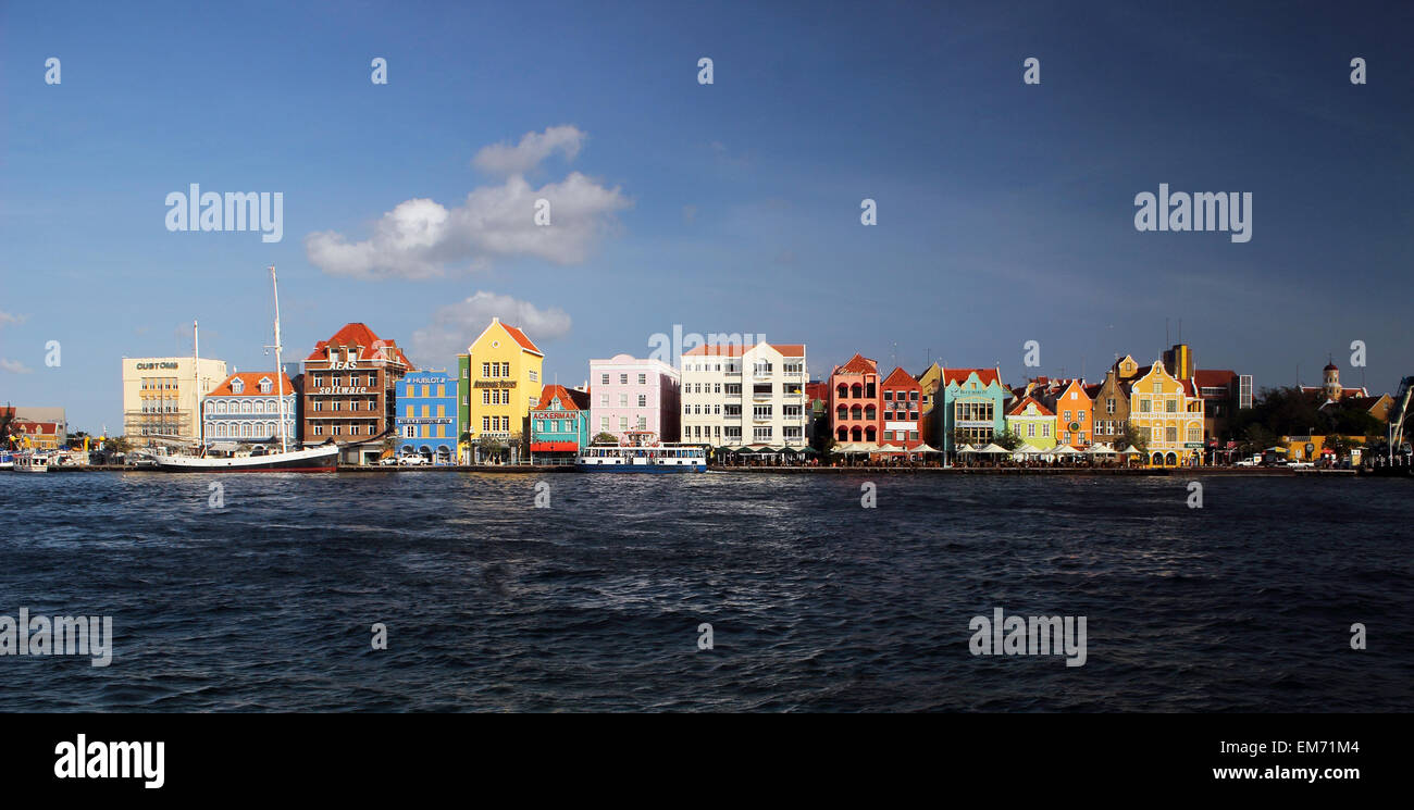 The colorful waterfront of Willemstad, the capitol of Curacao in the ...