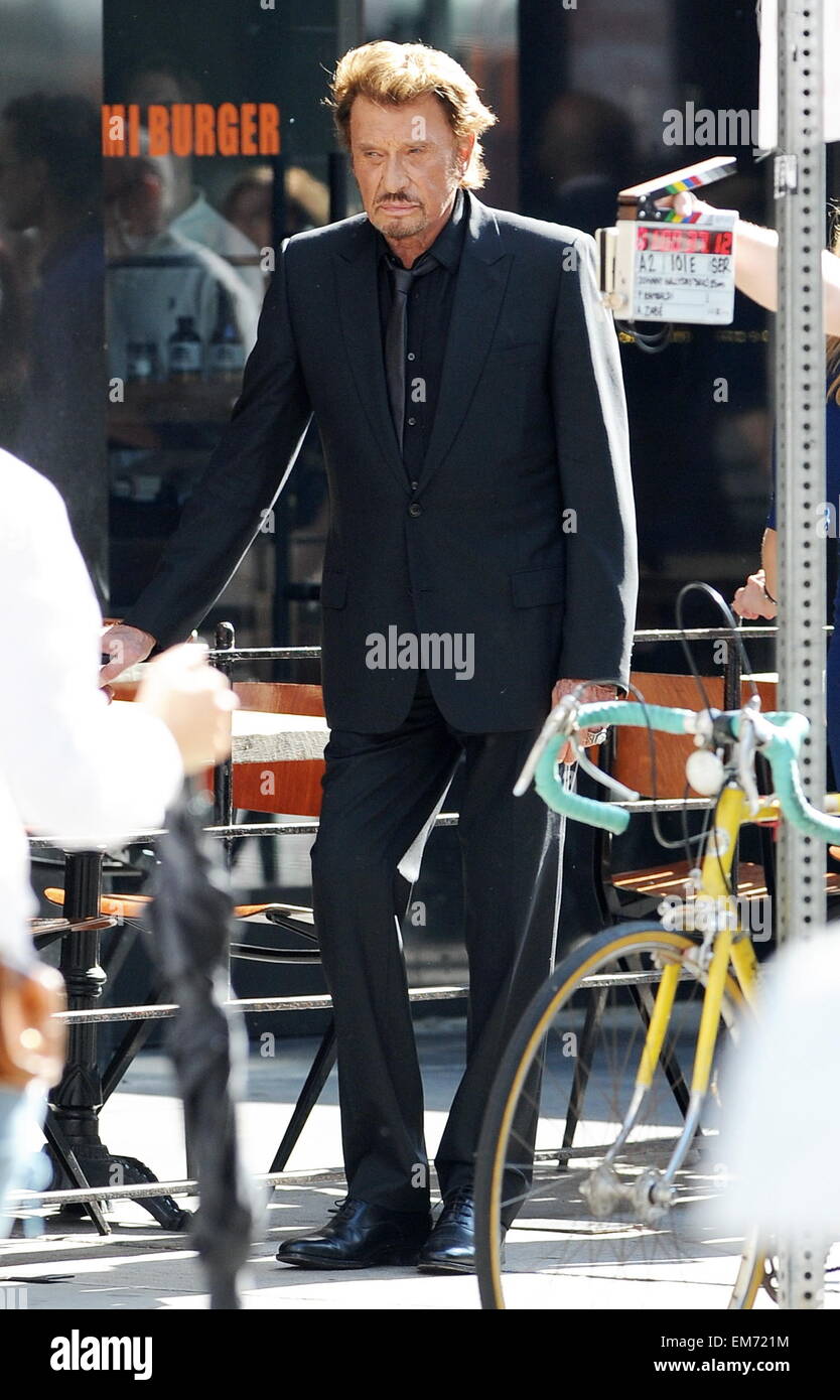 Singer Johnny Hallyday films his latest music video in downtown Los ...