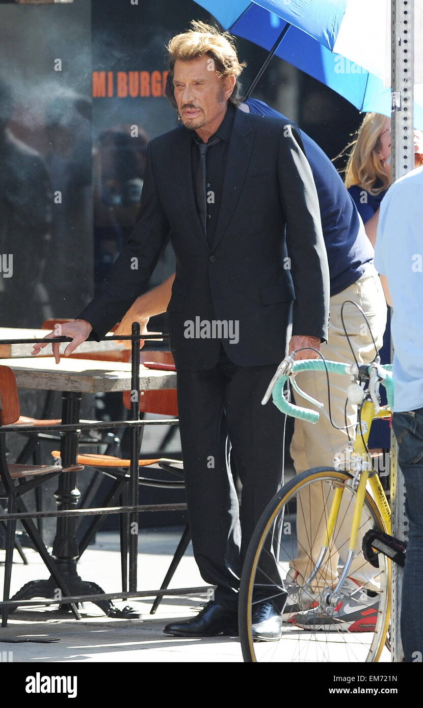 Singer Johnny Hallyday films his latest music video in downtown Los ...