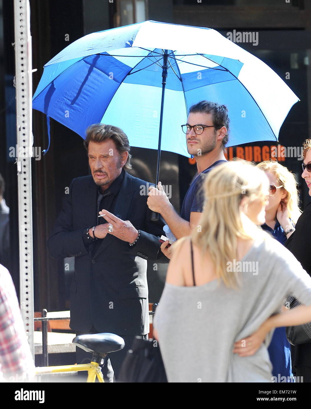 Singer Johnny Hallyday films his latest music video in downtown Los ...