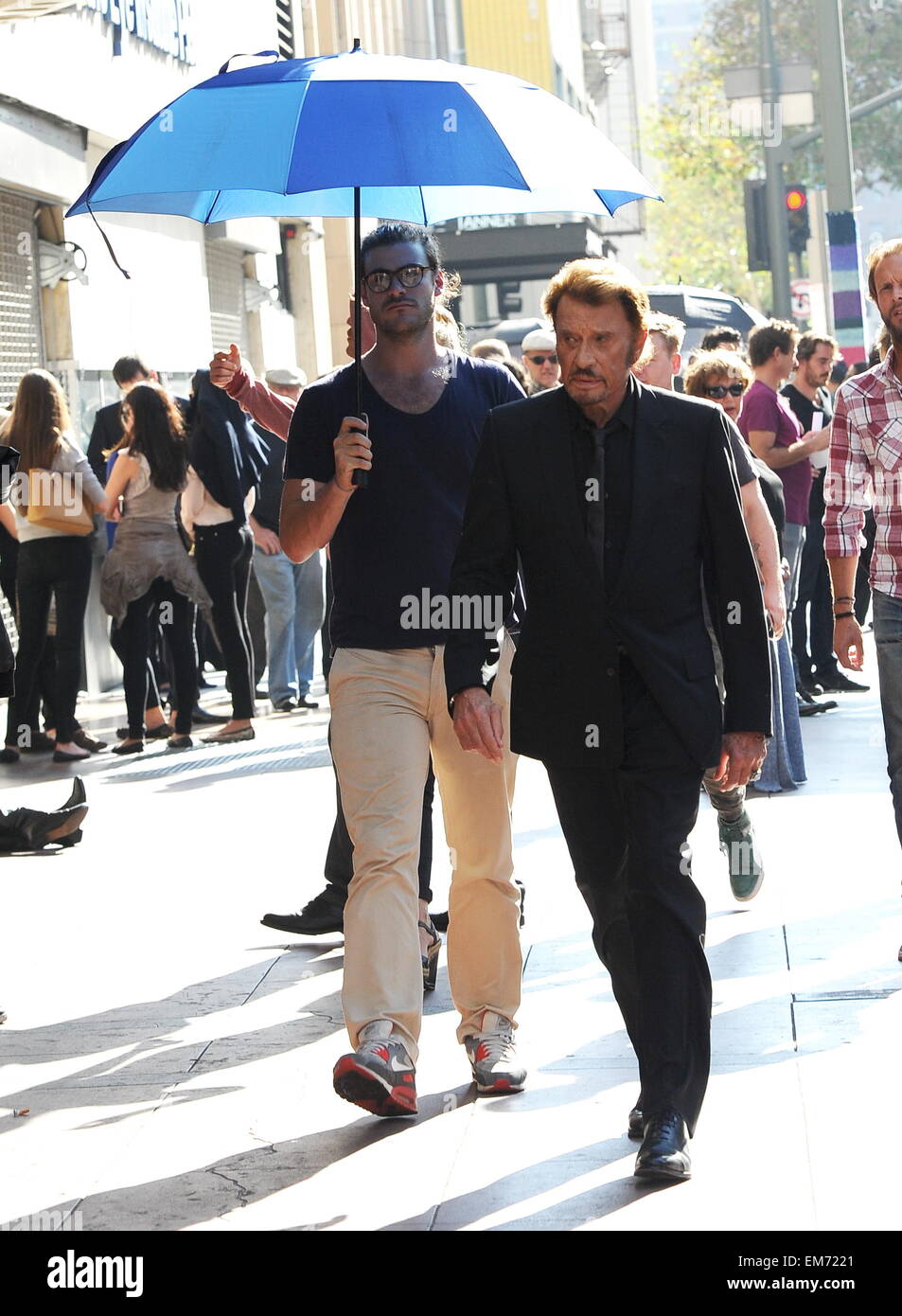Singer Johnny Hallyday films his latest music video in downtown Los ...