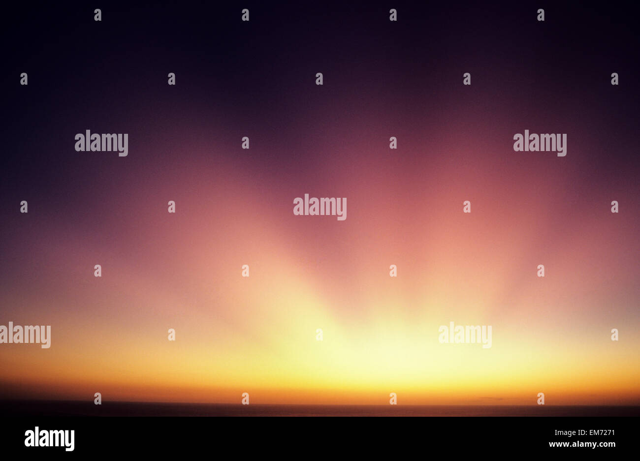 Colorful Sunset, Beautiful Light Rays Bursting From Horizon Stock Photo ...