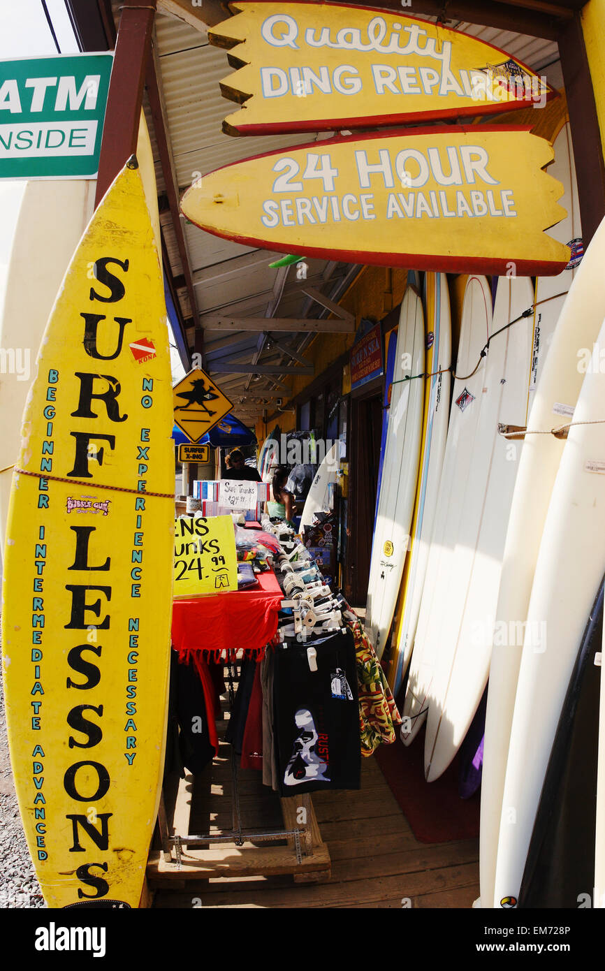 Hawaii, Oahu, North Shore, Haleiwa, Outside Of Local Surf Shop, Signs ...