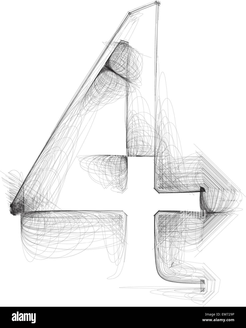 Grunge font number 4 Stock Vector Images - Alamy