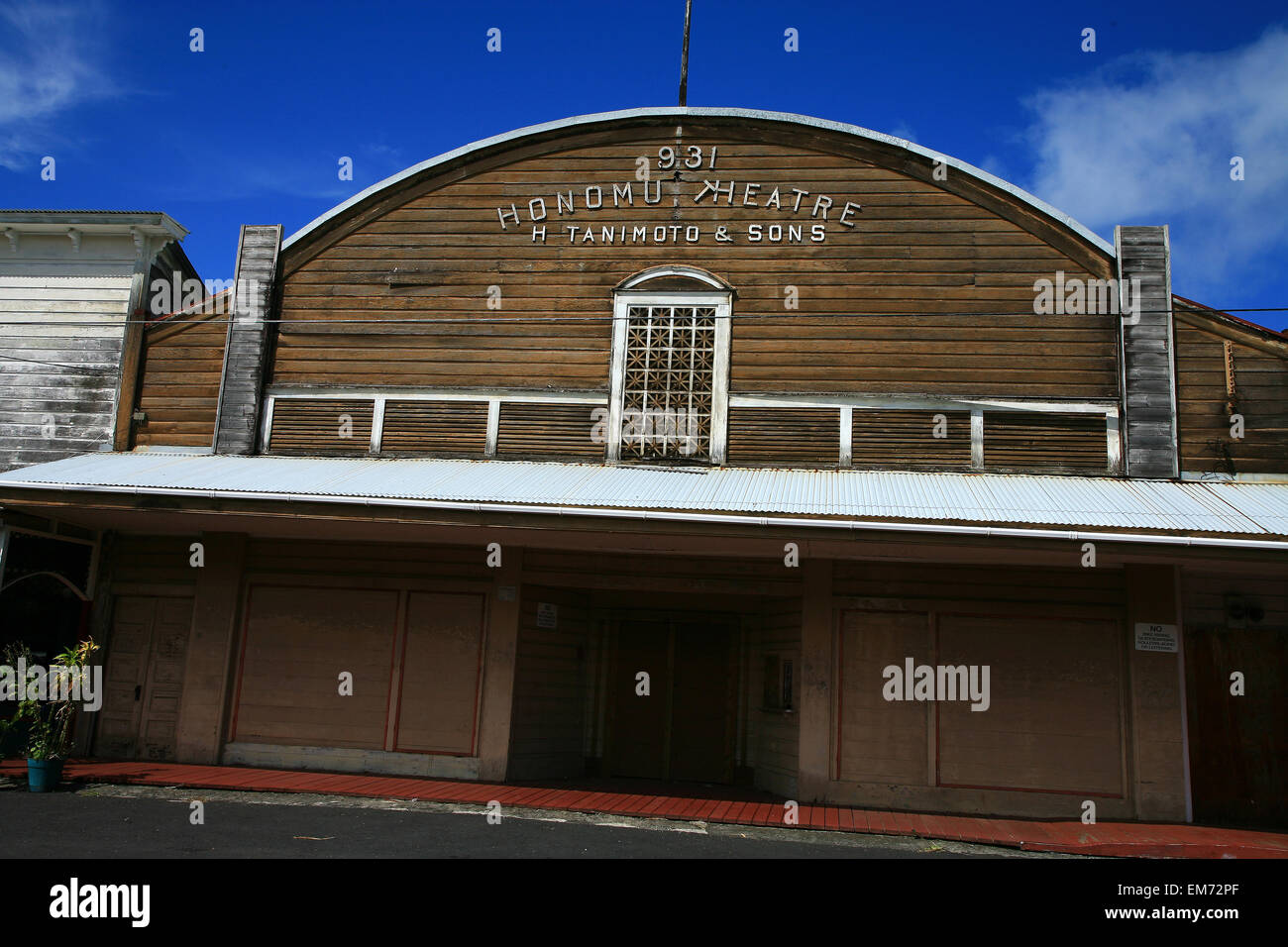 Hawaii, Big Island, Hilo, Honomu Town, View Of Historic Theater Stock ...