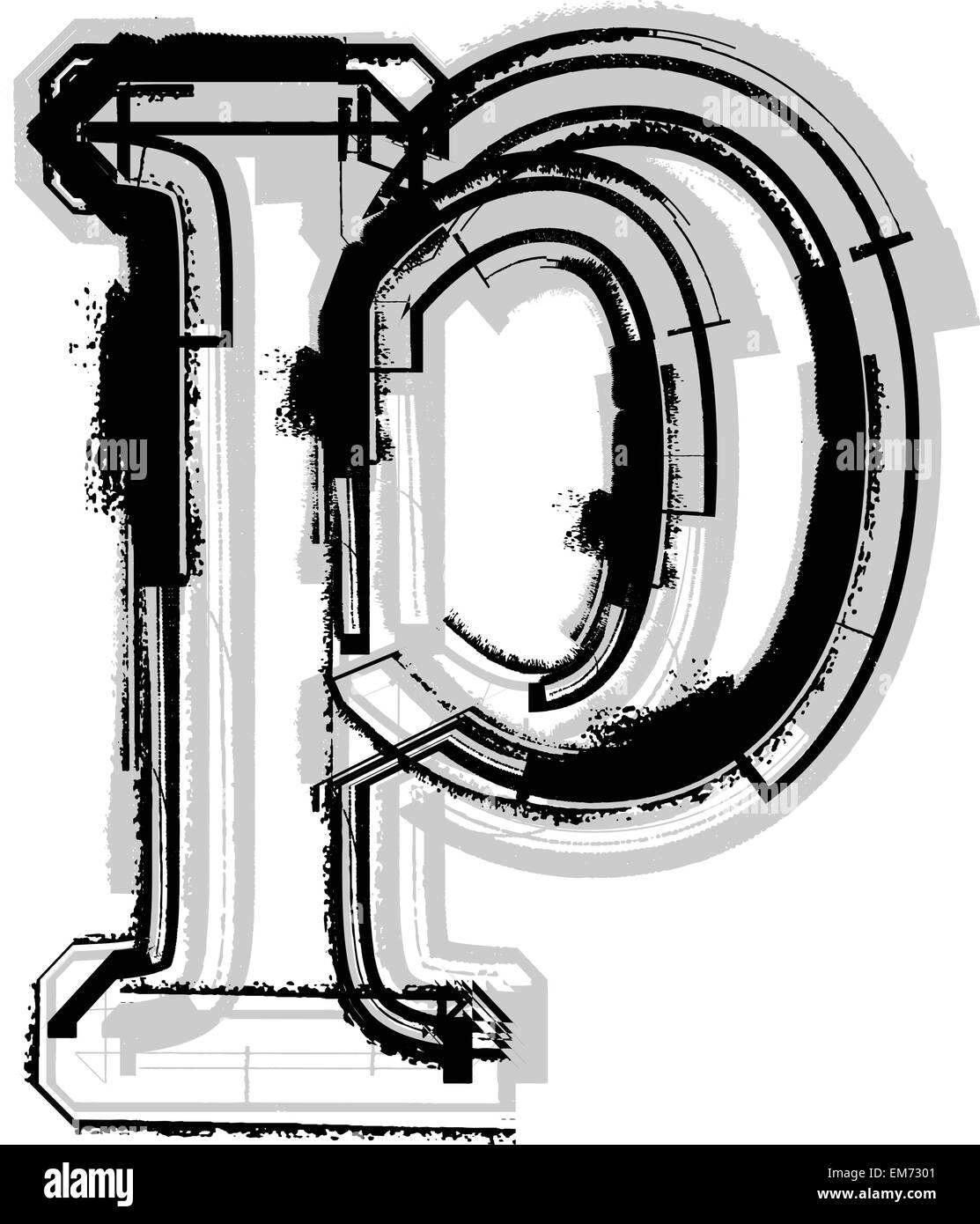 Graffiti font alphabet p hi-res stock photography and images - Alamy