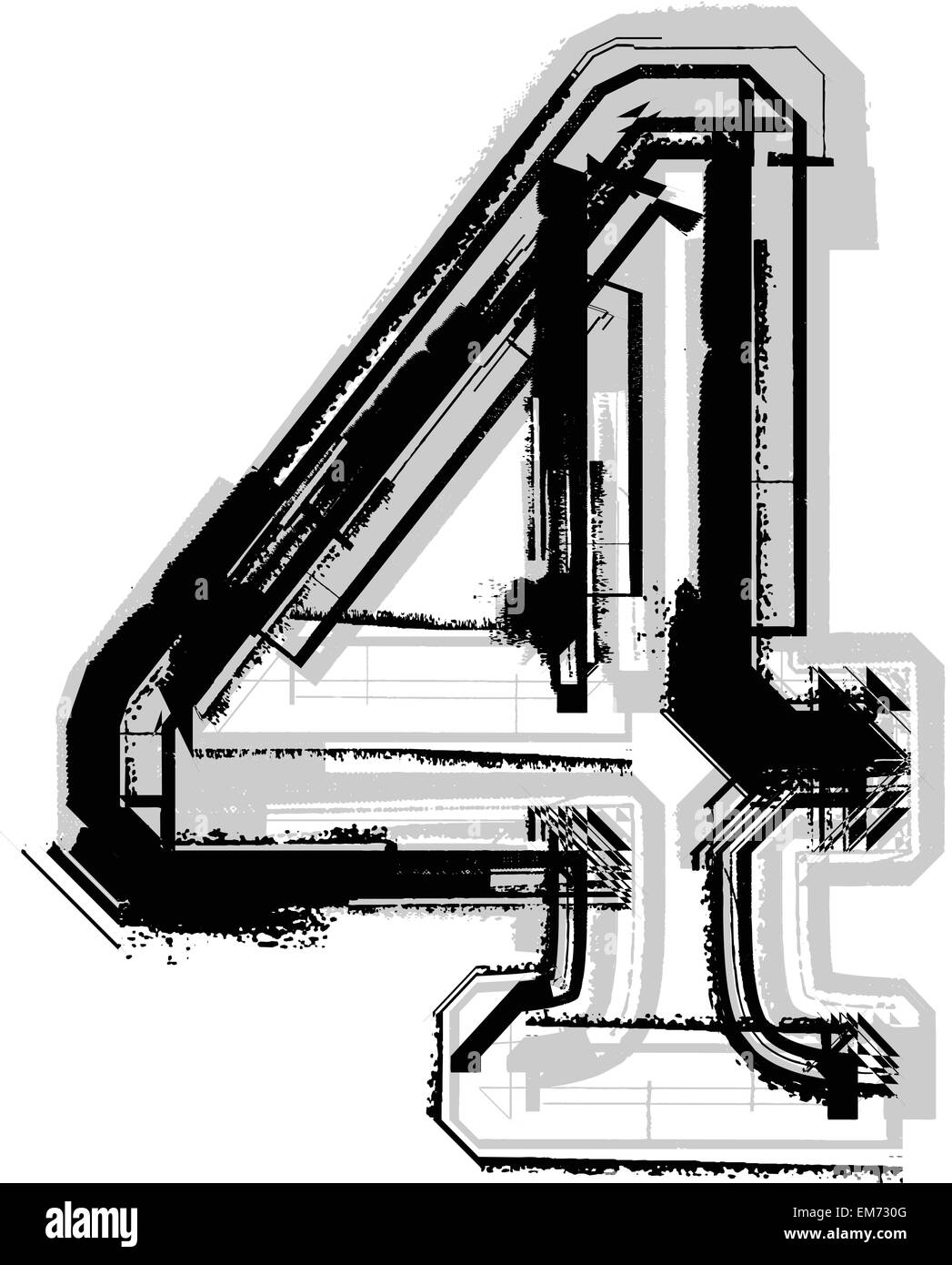 Grunge font number 4 Stock Vector Images - Alamy