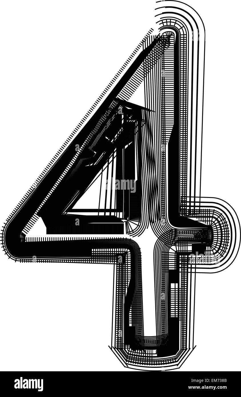 Grunge font number 4 Stock Vector Images - Alamy