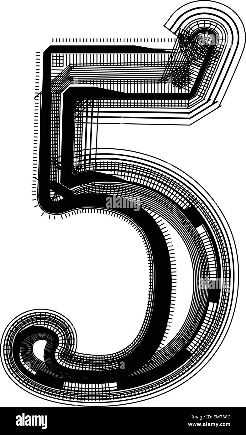 Font Illustration. NUMBER 5 Stock Vector Image & Art - Alamy