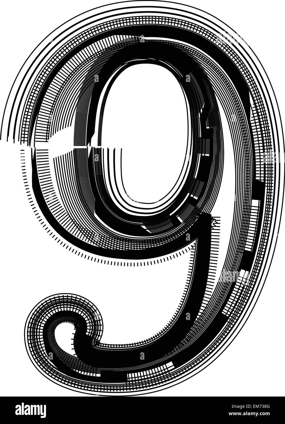 Grunge number 9 Stock Vector Images - Alamy