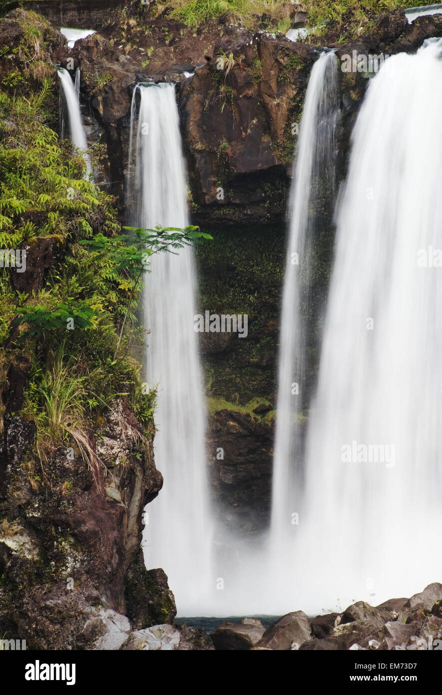 USA, Hawaii Islands, Big Island, Pe'e Pe'e Falls at boiling pots in ...