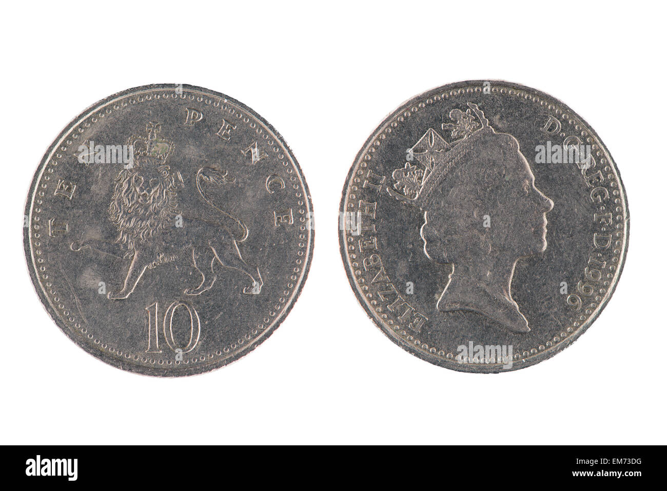 Ten Pence coin isolated over a white background Stock Photo - Alamy