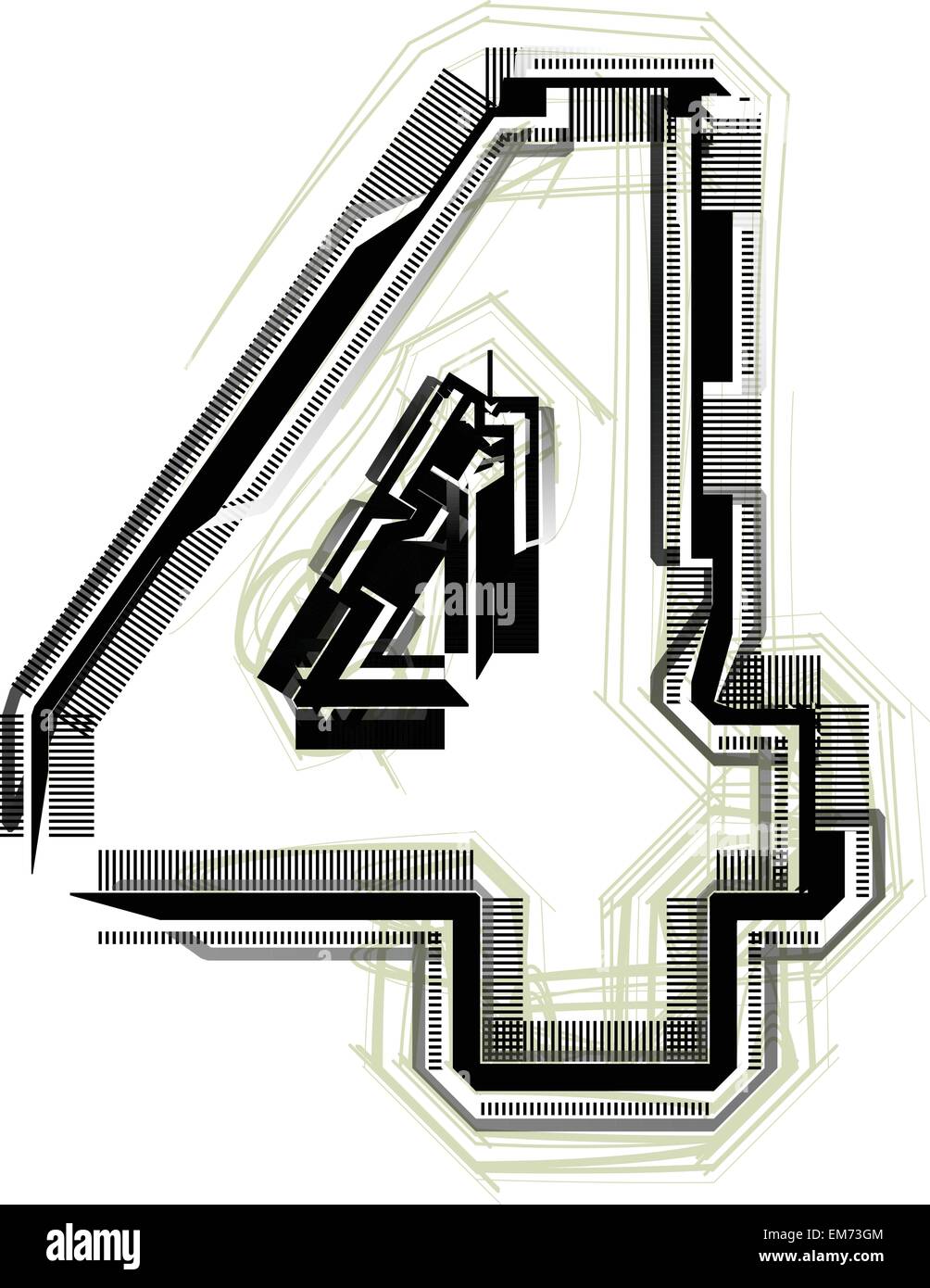 Grunge font number 4 Stock Vector Images - Alamy