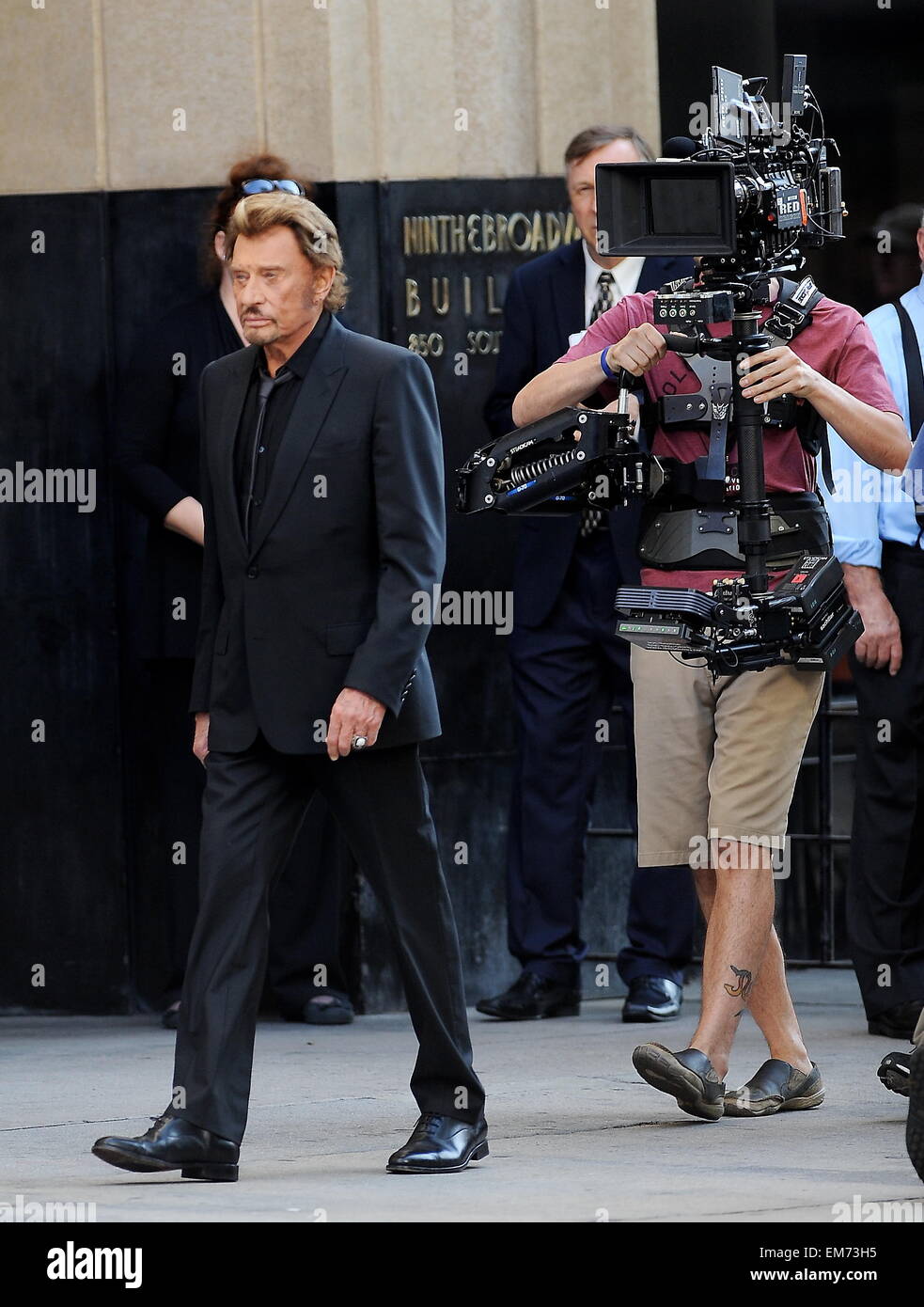 Singer Johnny Hallyday films his latest music video in downtown Los ...