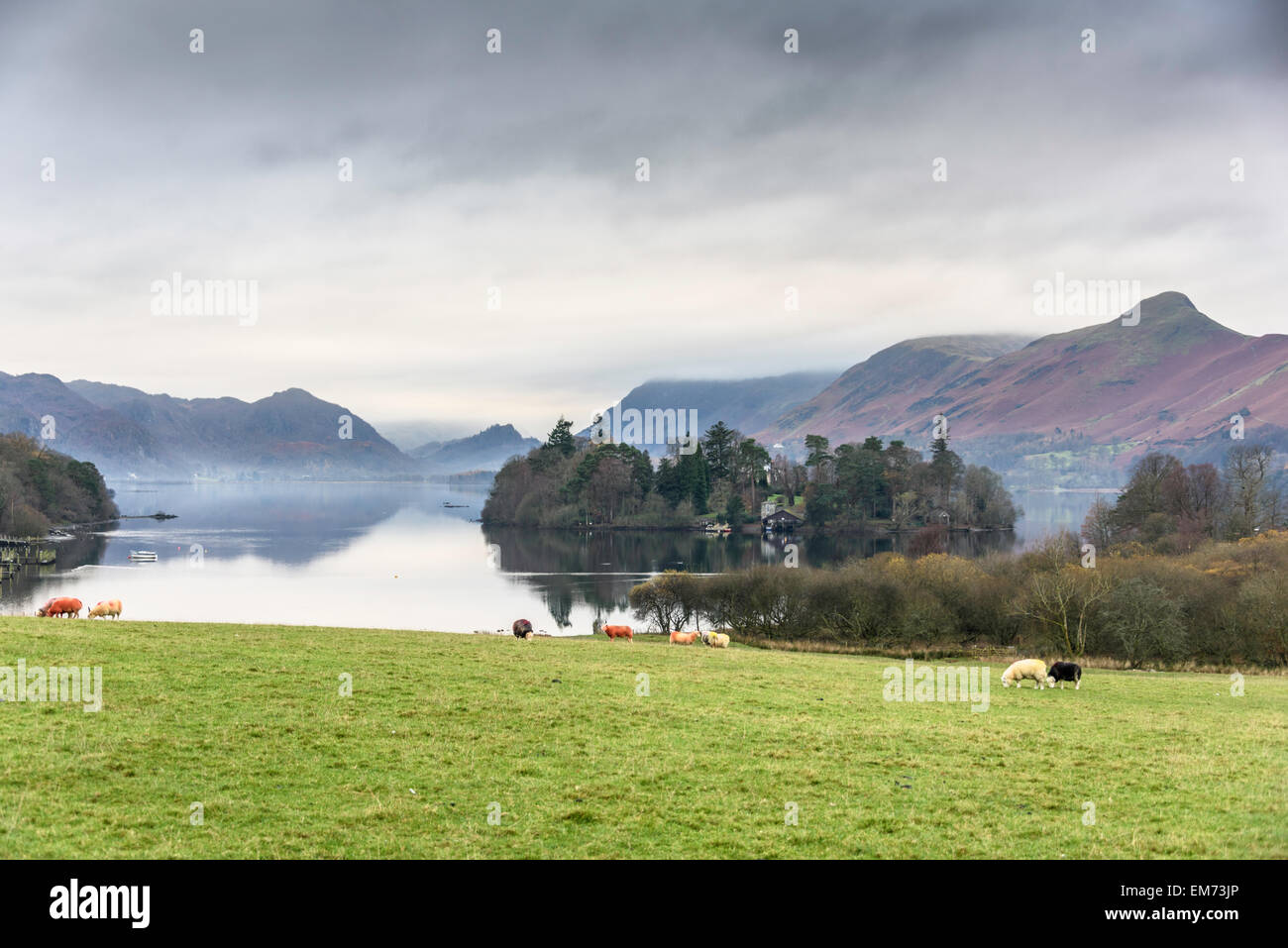 Views from the path at lakeside, northern end of Derwent Water looking ...