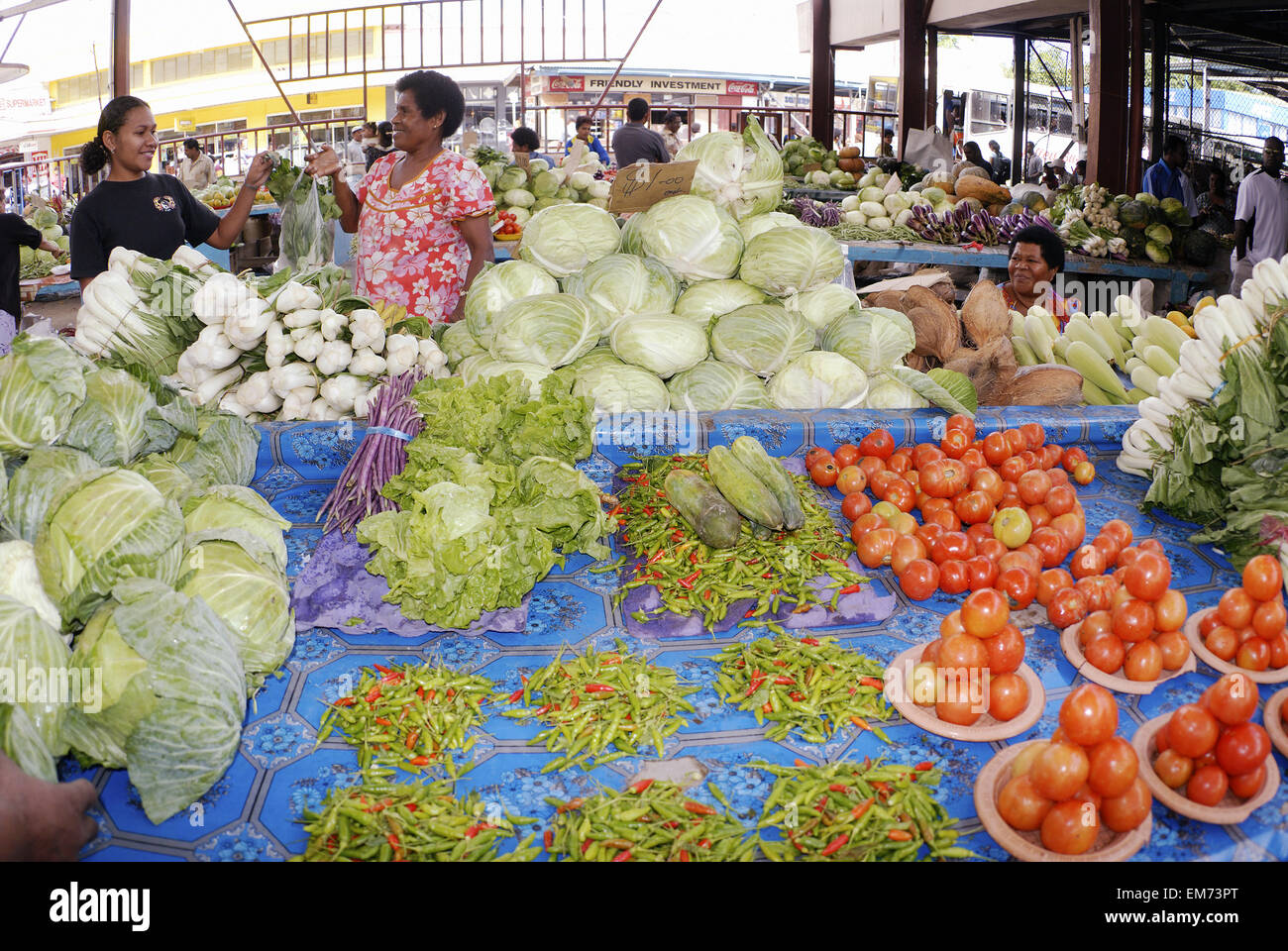 Fiji, Viti Levu, Sigatoka, Fijian Women Selling Produce At A Market ...