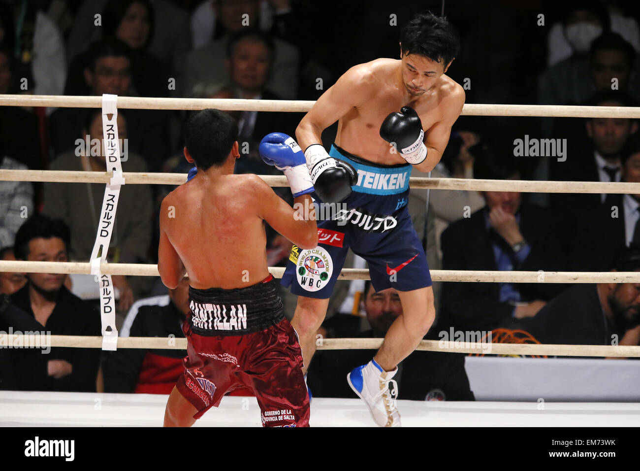 Osaka, Japan. 16th April, 2015. . Shinsuke Yamanaka won by KO after 7 ...