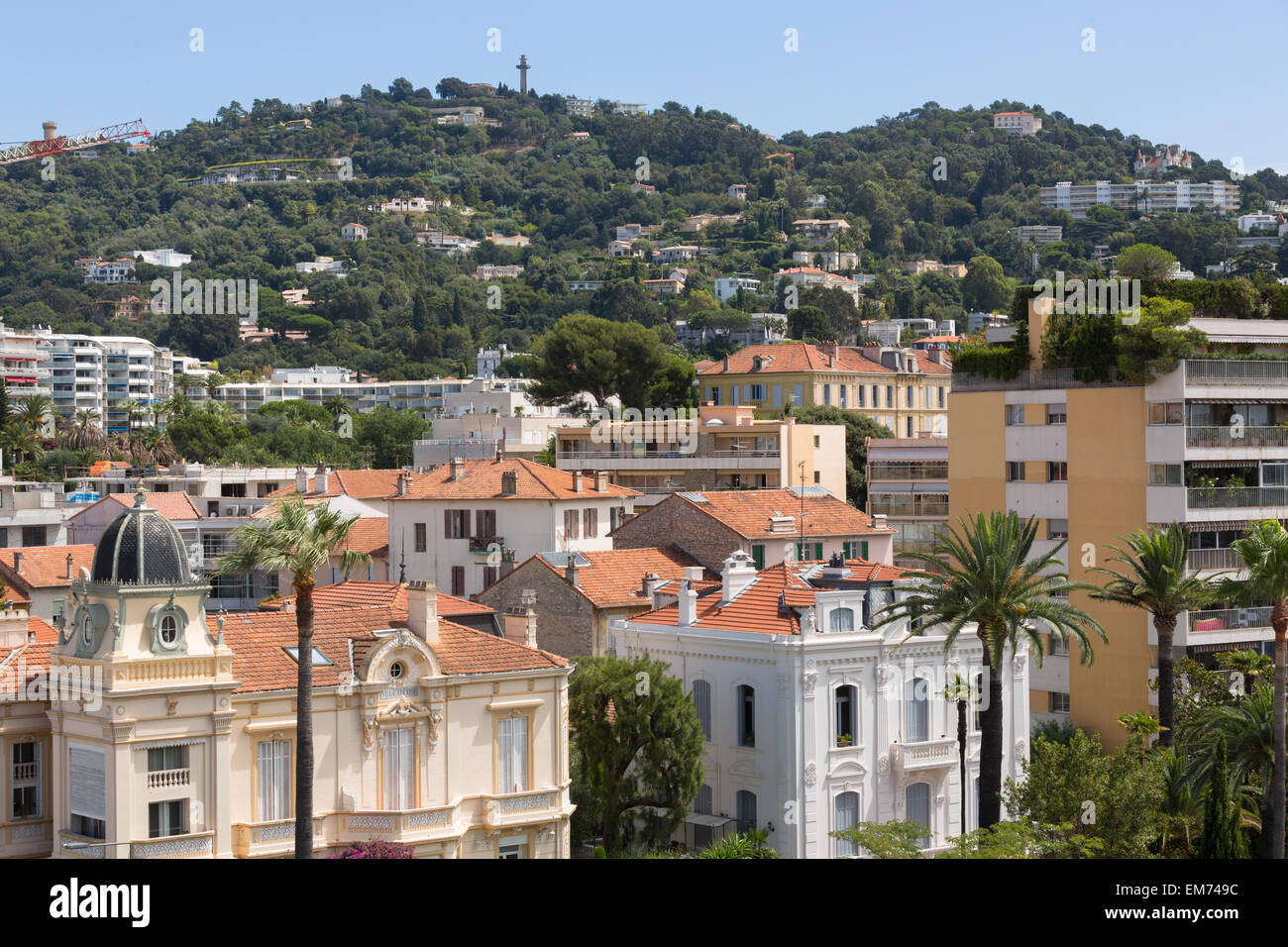 Houses and hills with trees in the French Riviera Cannes, France Stock ...