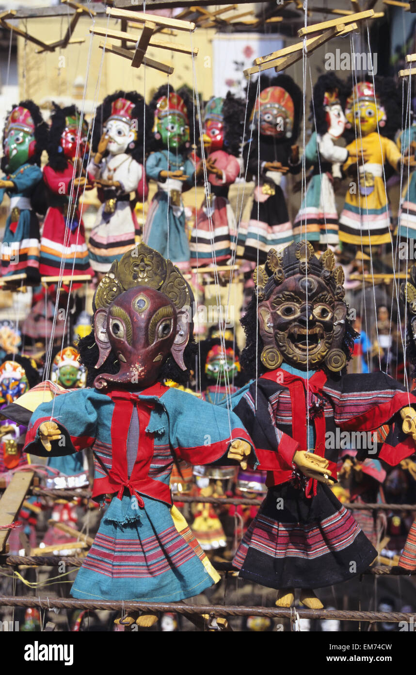 Nepal, Kathmandu, Close-Up Of Colorful Traditional Puppets Hanging On ...