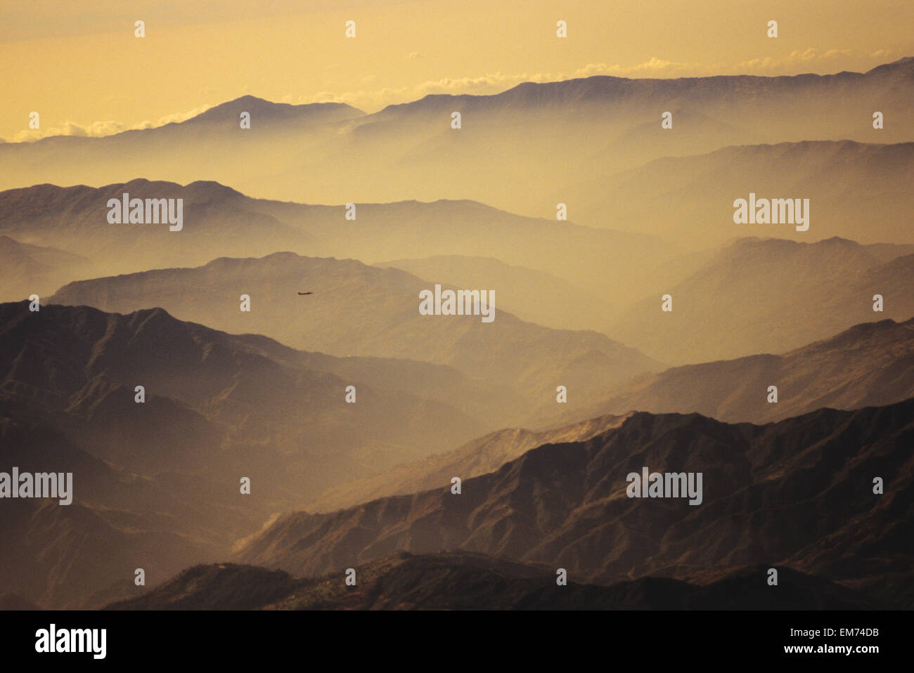 Nepal, Kathmandu Valley, Overhead View Of Hill Tops Silhouetted Among ...