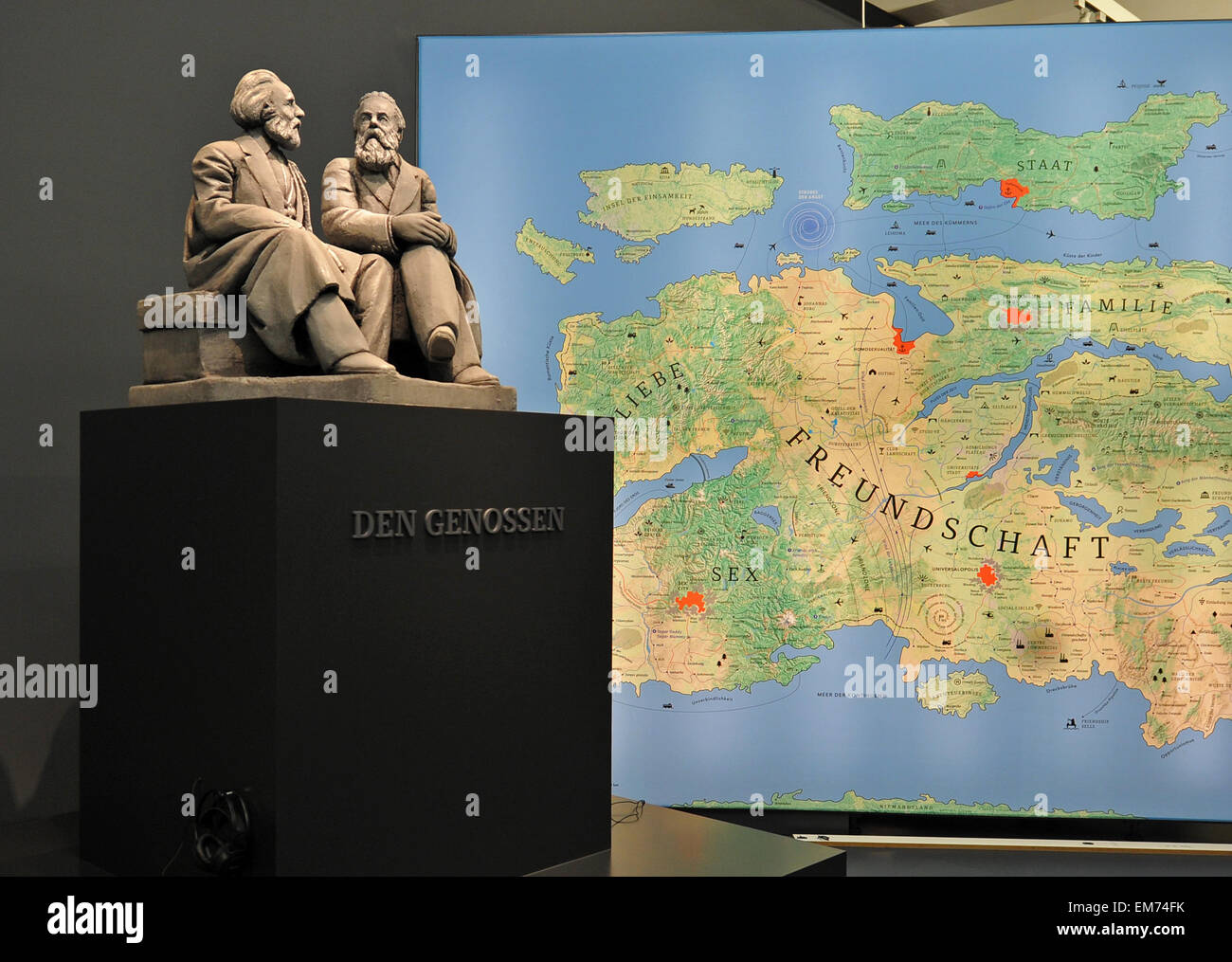 Dresden, Germany. 16th Apr, 2015. A replica memorial of Marx and Engels ...