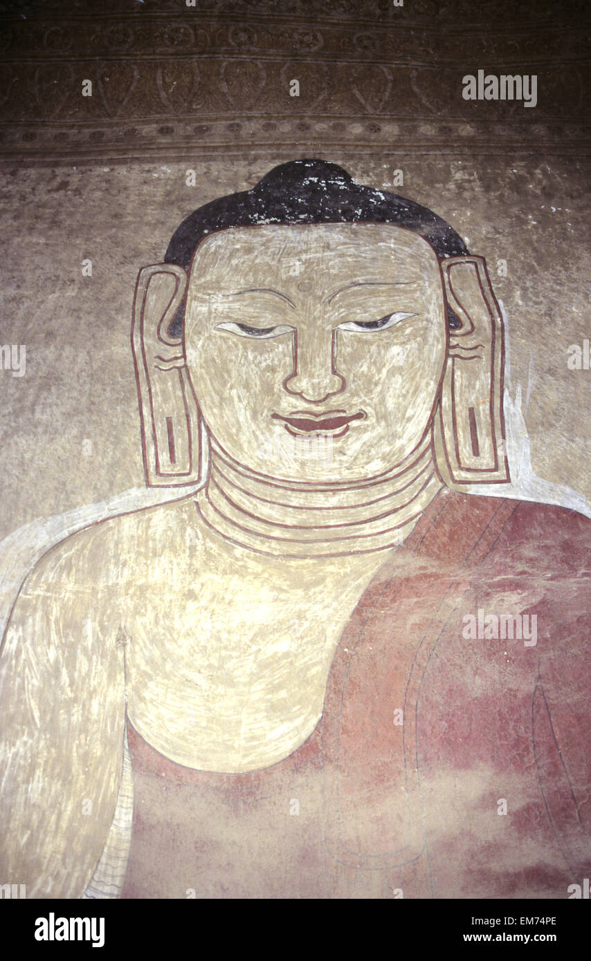 Burma (Myanmar), Bagan, Sulamani Temple Interior, Painted Frescoe Of ...