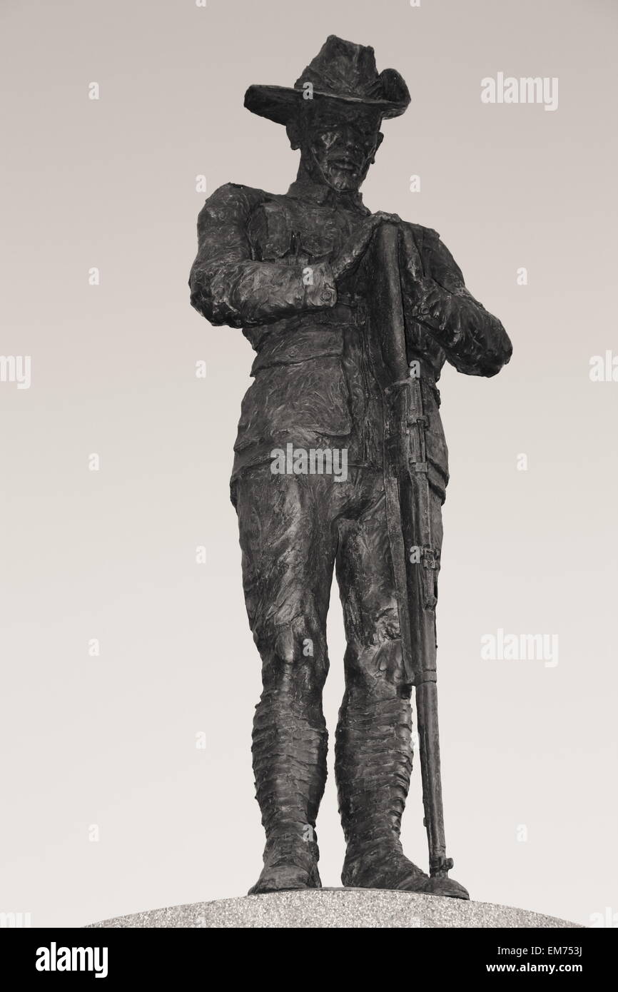 A bronze memorial statue of an Australian ANZAC soldier ("digger") on ...