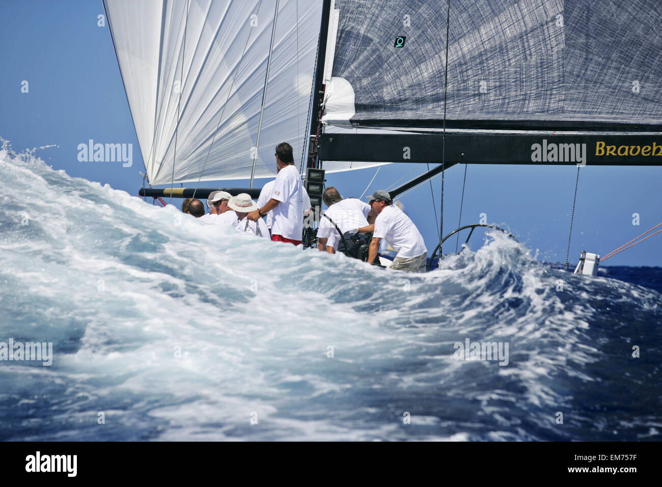 Hawaii, Oahu, Waikiki Offshore Series 2005, Sailboat On Blue Ocean ...