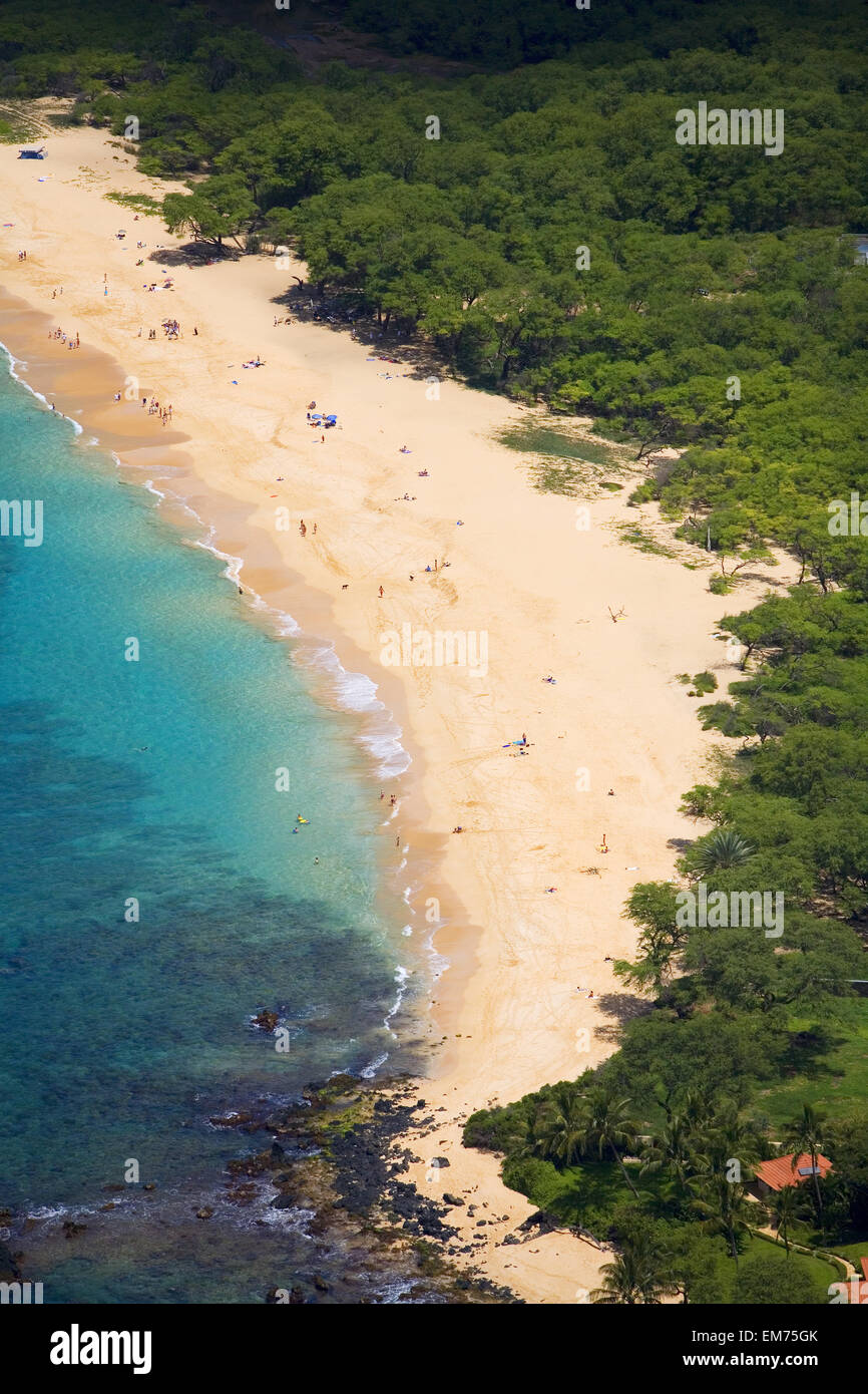 Hawaii, Maui, Makena, Aerial Of Big Beach Stock Photo - Alamy