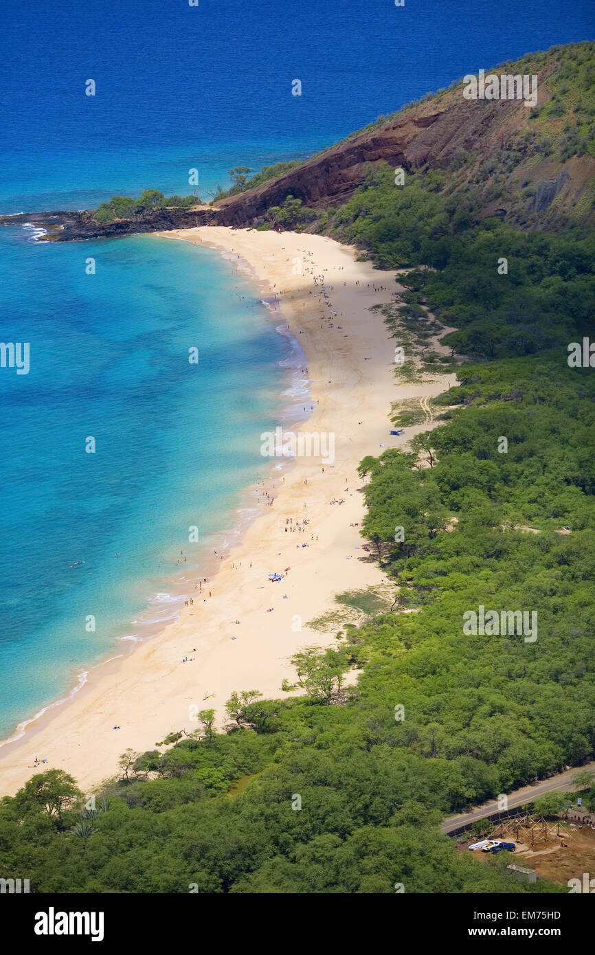 Hawaii, Maui, Makena, Aerial Of Big Beach Stock Photo - Alamy
