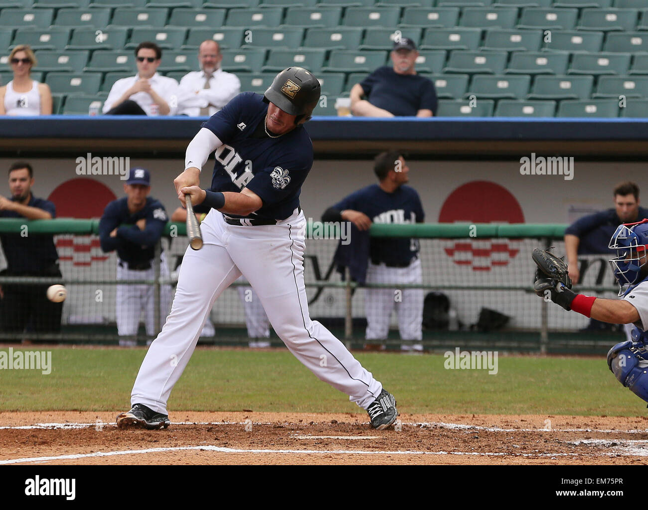 Metairie, LA, USA. 16th Apr, 2015. New Orleans Zephyrs first baseman ...
