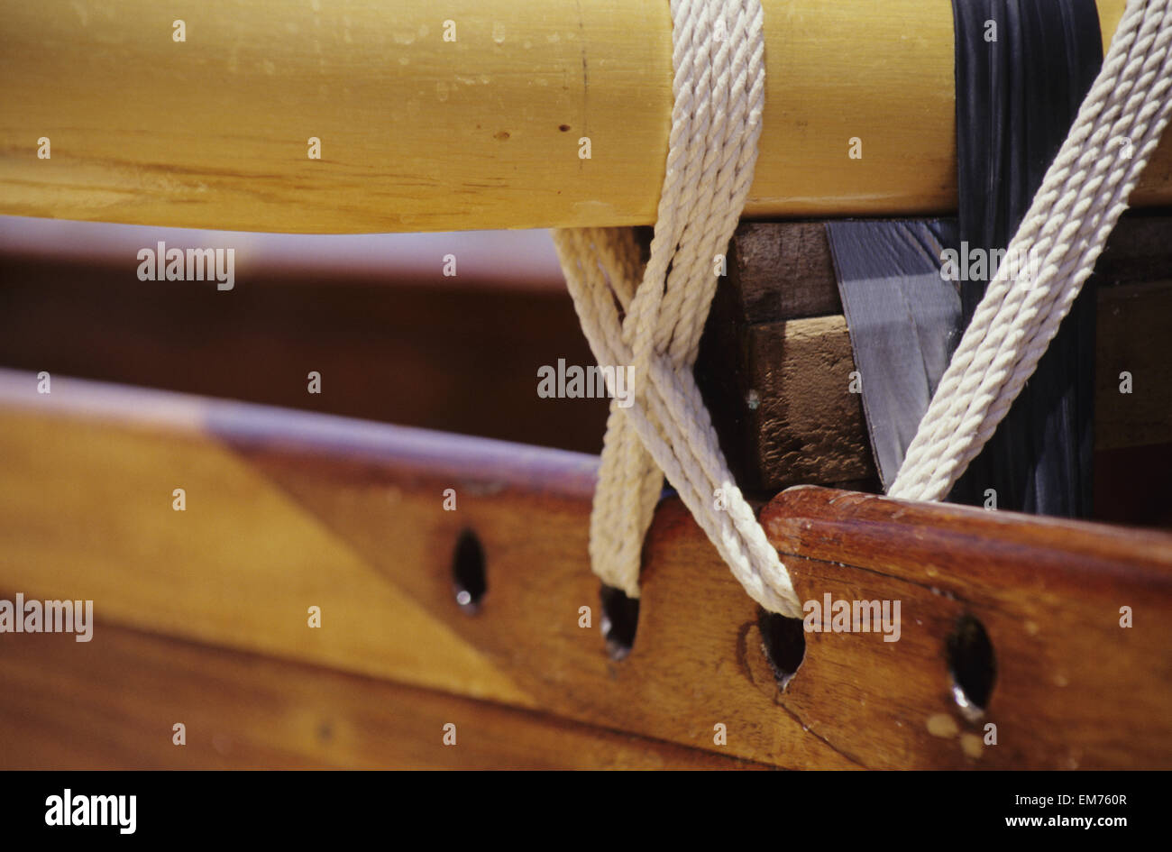 Wooden Outrigger Canoe, Close-Up View Of Rigging Stock Photo - Alamy