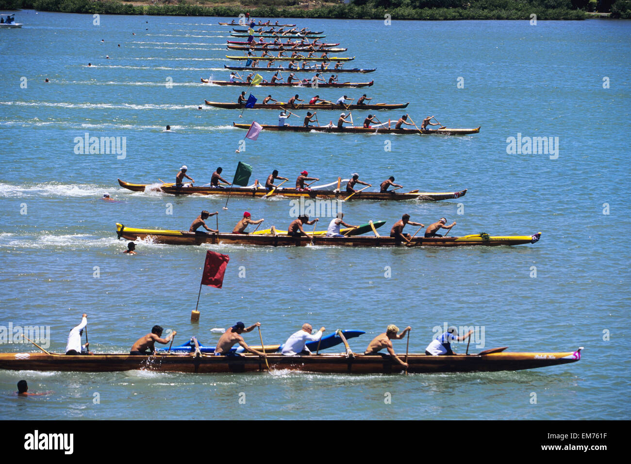 Hawaii, Overhead View Of States Race Championship Start, Outrigger ...