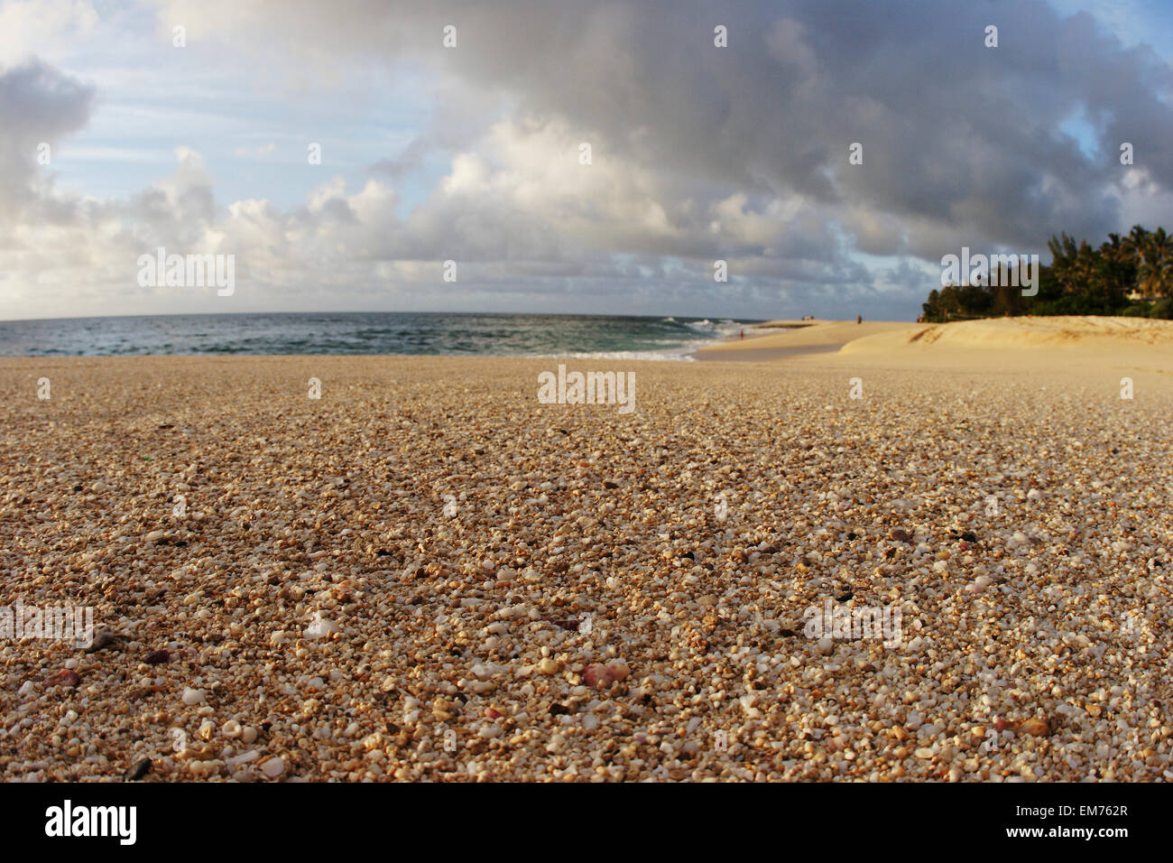 Hawaii, Oahu, North Shore, Textured Sand, Ocean And Sky Stock Photo - Alamy