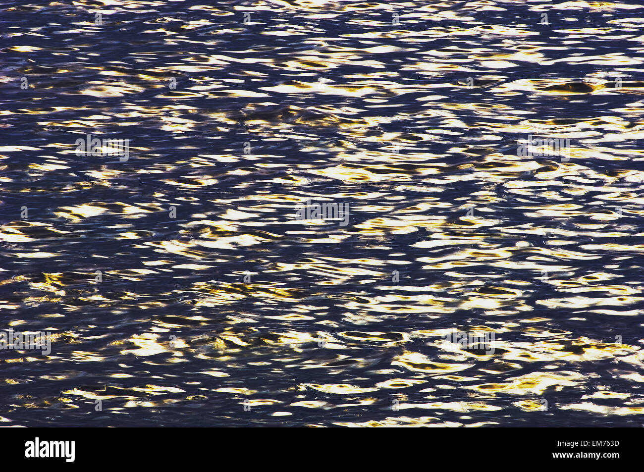 Hawaii, Big Island, Kona Coast, Wave Patterns Reflecting The Sunset ...