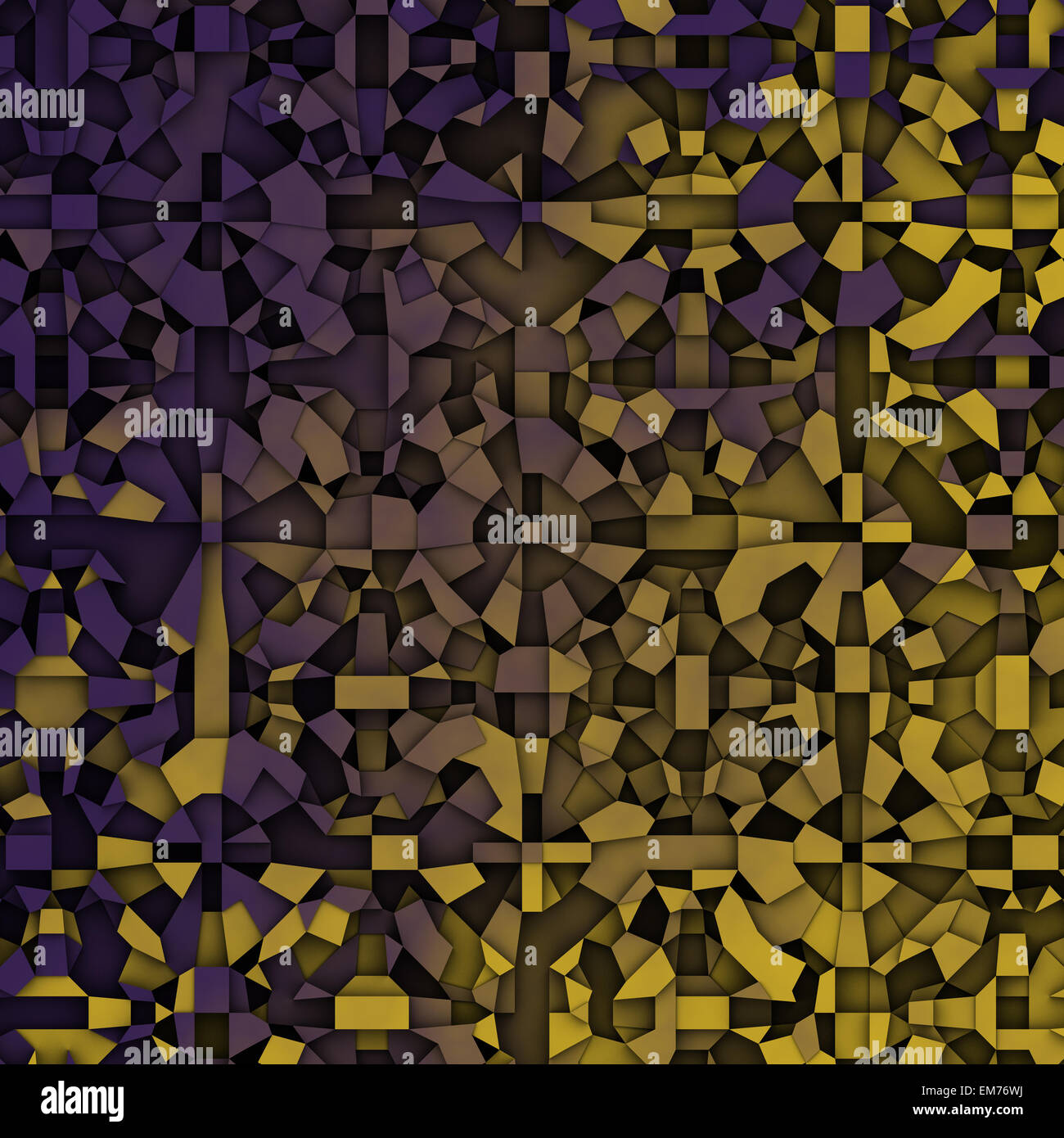 3d abstract fragmentation geometric in purple yellow Stock Photo - Alamy