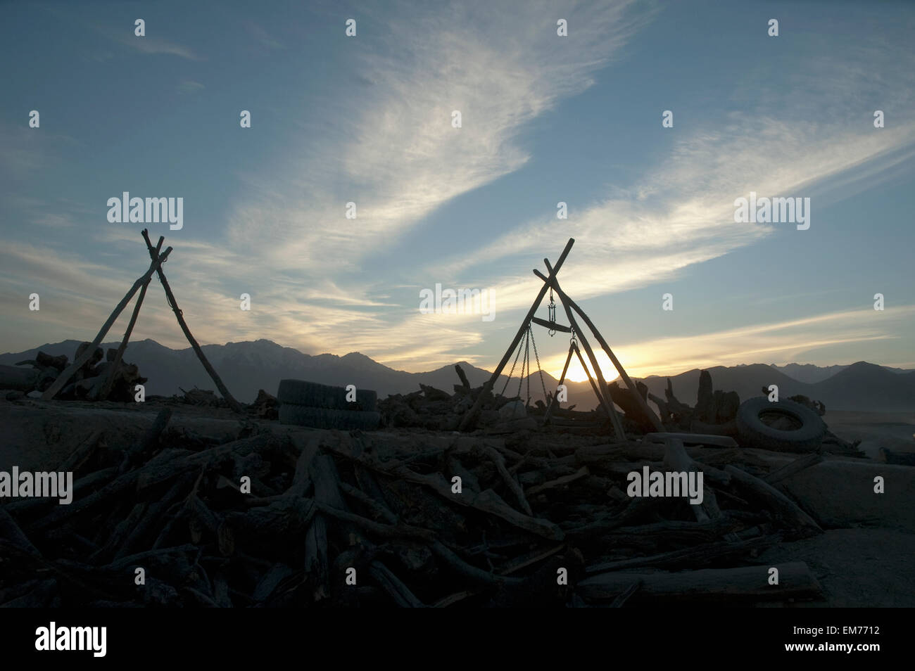 Wood And Used Tire Vendor In Maidan Shar At Sunset, Vardak Province ...