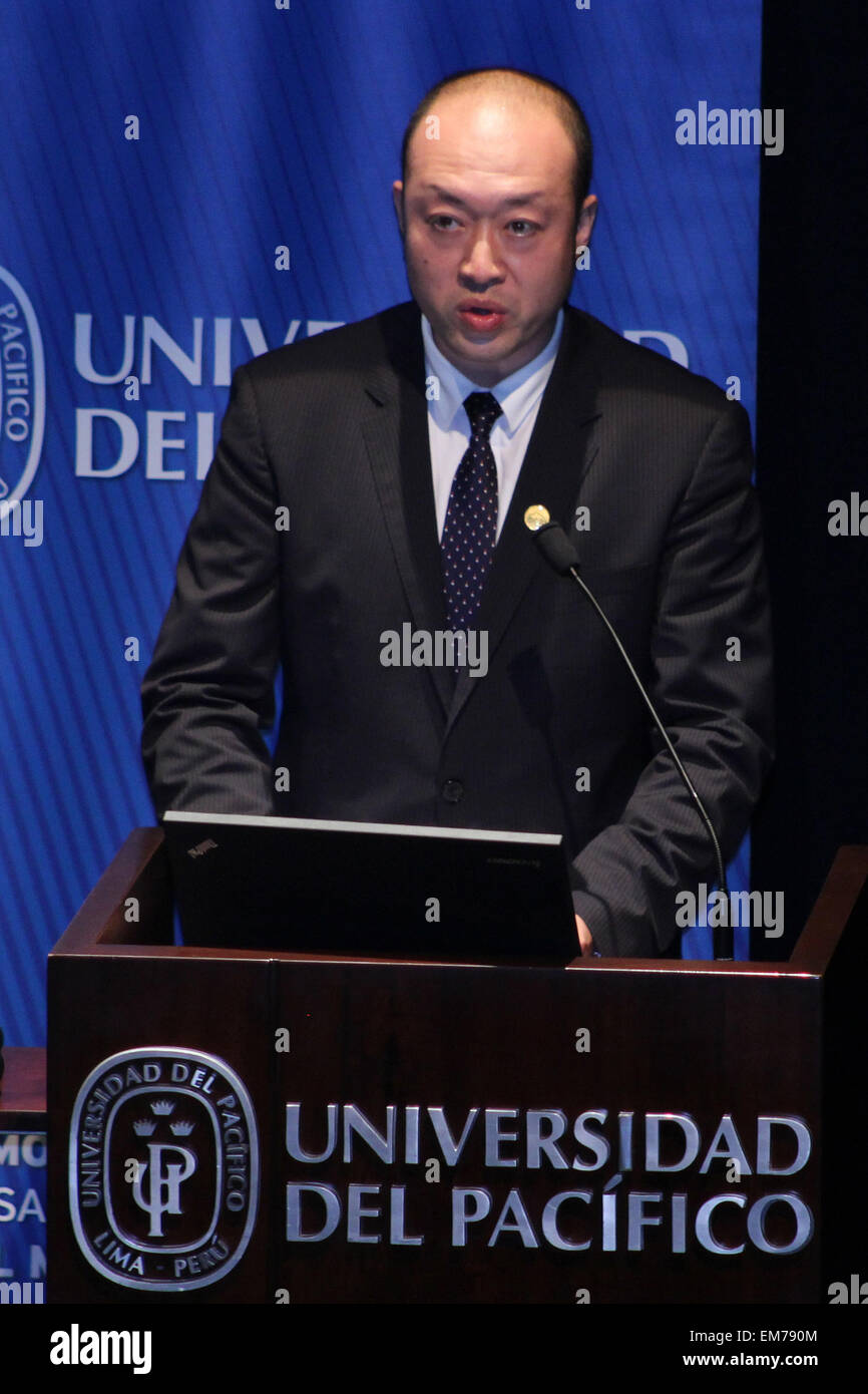 Lima, Peru. 16th Apr, 2015. Lu Dawei, the General administrator of the ...